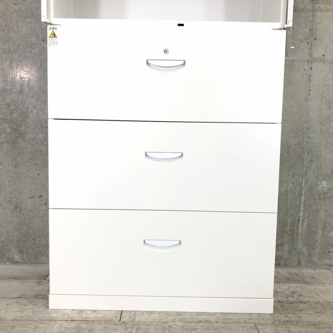 【中古】QUWALL RW45-10H/RW45-310D 生興 ハイキャビネット／両開き＋3段ラテラル 406801 - 中古オフィス家具 ...