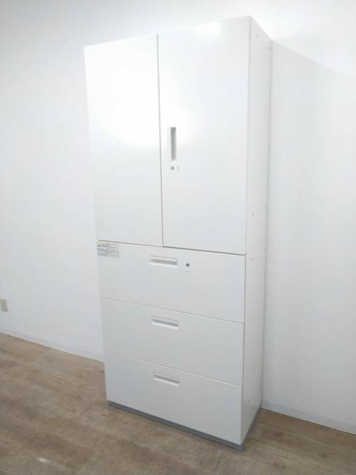 【中古】L6 L6－A105A/L6-A105H-3 プラス/PLUS ハイキャビネット／両開き＋3段ラテラル 420463 - 中古オフィス家具ならオフィスバスターズ