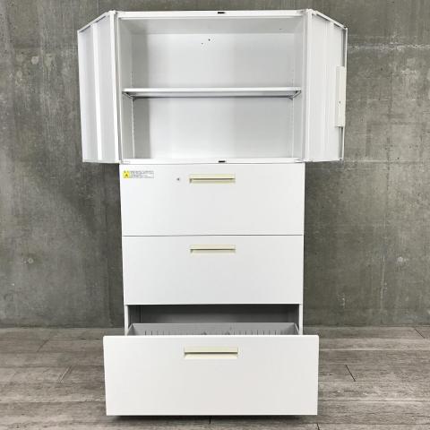 【中古】HSシリーズ 5-820-5002,5-825-7052 ウチダ/UCHIDA ハイキャビネット／両開き＋3段ラテラル 455900 - 中古オフィス家具ならオフィスバスターズ
