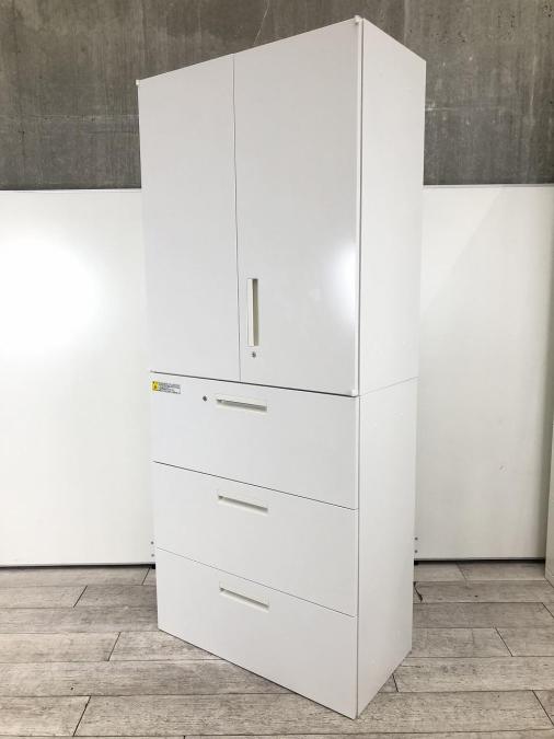 【中古】HSシリーズ 5-820-5212 N,5-825-7052 N 1 ウチダ/UCHIDA ハイキャビネット／両開き＋3段ラテラル 460559 - 中古オフィス家具ならオフィスバスターズ