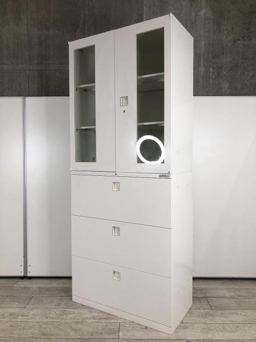 【中古】レクトライン 4B363Y ZA75 / 4BG3ZC ZA75 オカムラ/okamura ハイキャビネット／両開き＋3段ラテラル ...