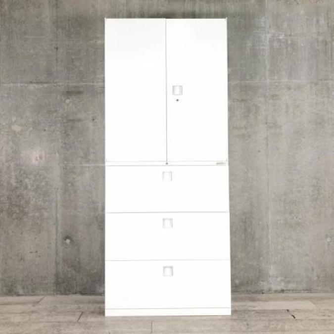 【中古】レクトライン オカムラ/okamura ハイキャビネット／両開き＋3段ラテラル 475406 - 中古オフィス家具ならオフィスバスターズ